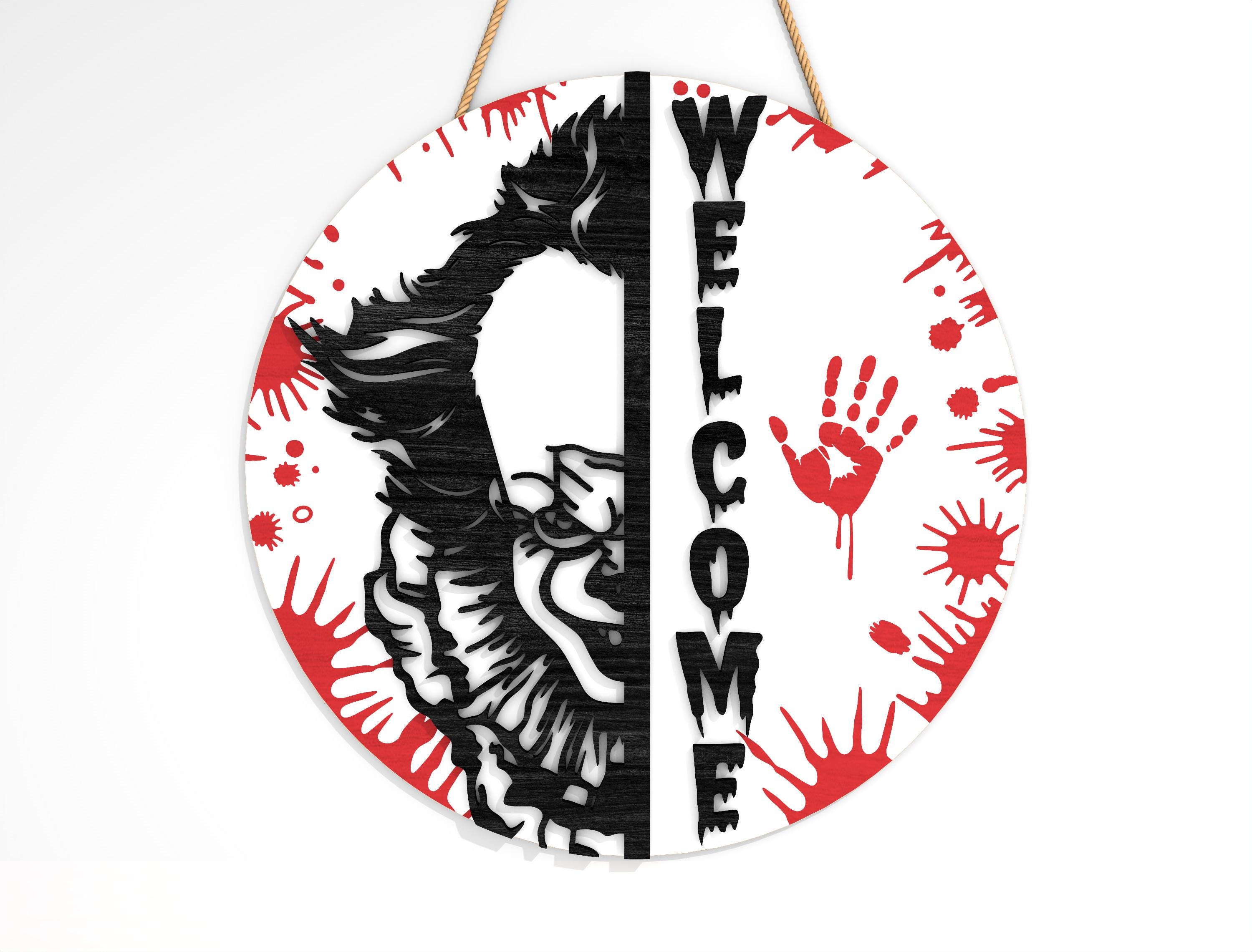 Bloody Welcome Sign SVG, Horror Door Sign Laser Cut File, Scary ...