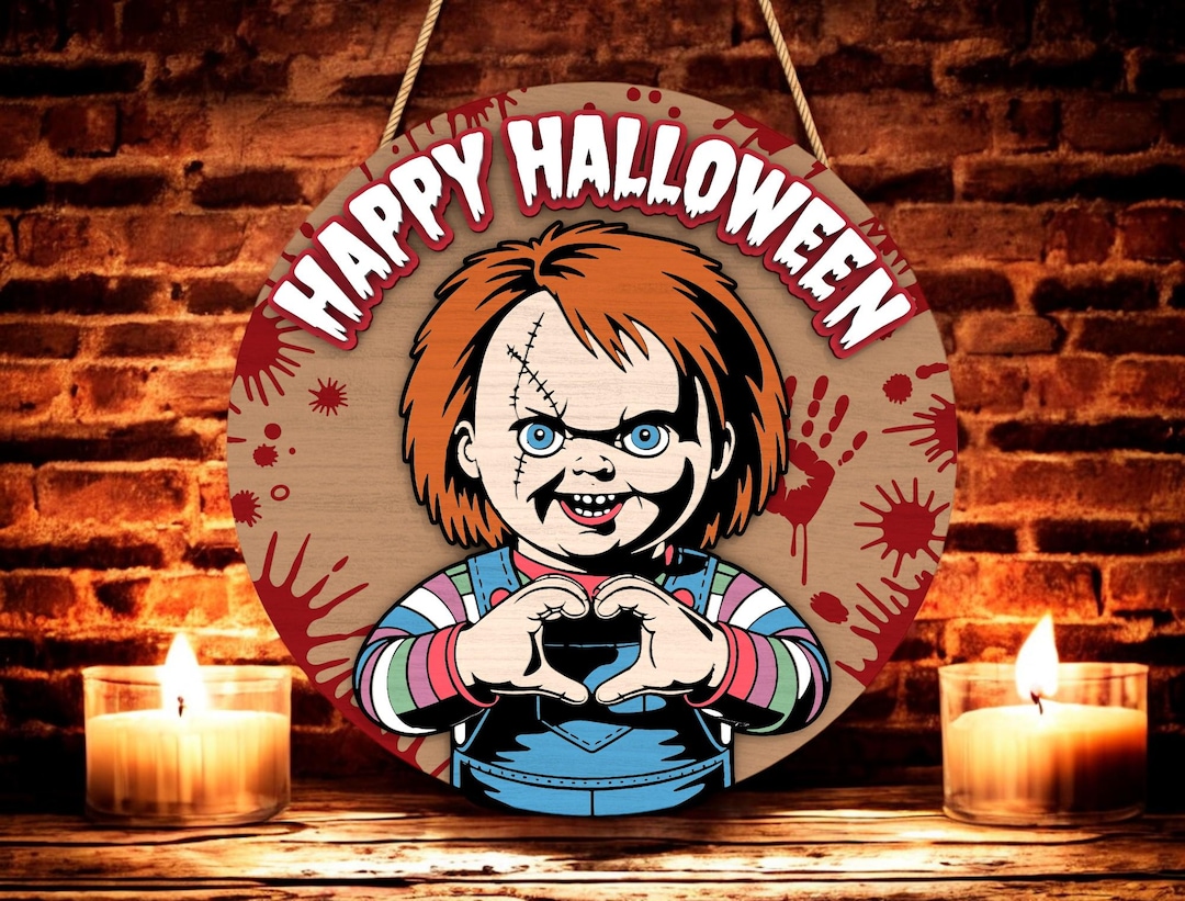 Chucky Halloween Door Sign SVG, Horror Doll Laser Cut File, Scary ...