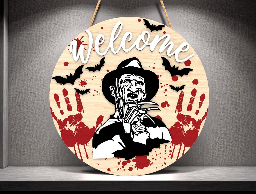 Dripping Horror Welcome Sign SVG , Halloween Door Round Laser Cut File ...