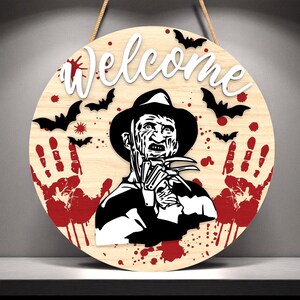 Dripping Horror Welcome Sign SVG , Halloween Door Round Laser Cut File ...
