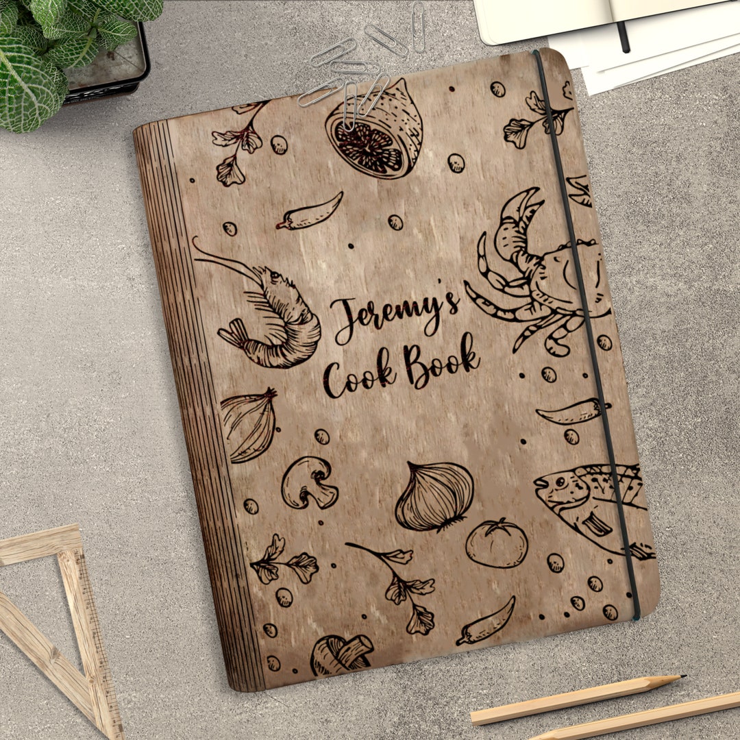 Personalized Recipe Book Cover Svg, Wooden Cookbook Recipes Laser Cut ...
