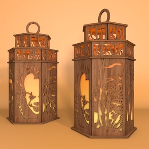 3D Horror Lantern Laser Cut File ,halloween Scene Lantern Svg, Night ...