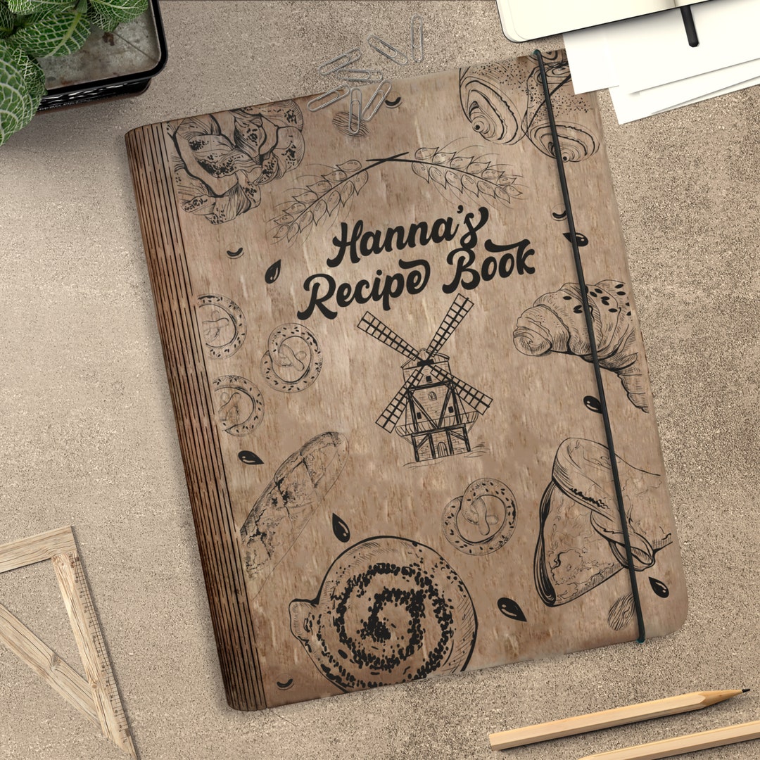 Personalized Recipe Book Cover Svg, Wooden Cookbook Recipes Laser Cut ...