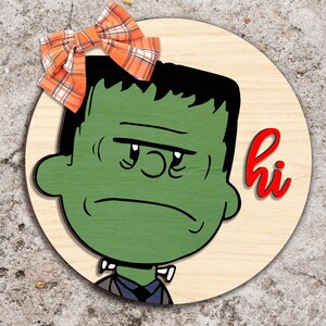 Hi Horror Cartoon Door Sign Svg, Halloween Welcome Sign Svg, Horror ...