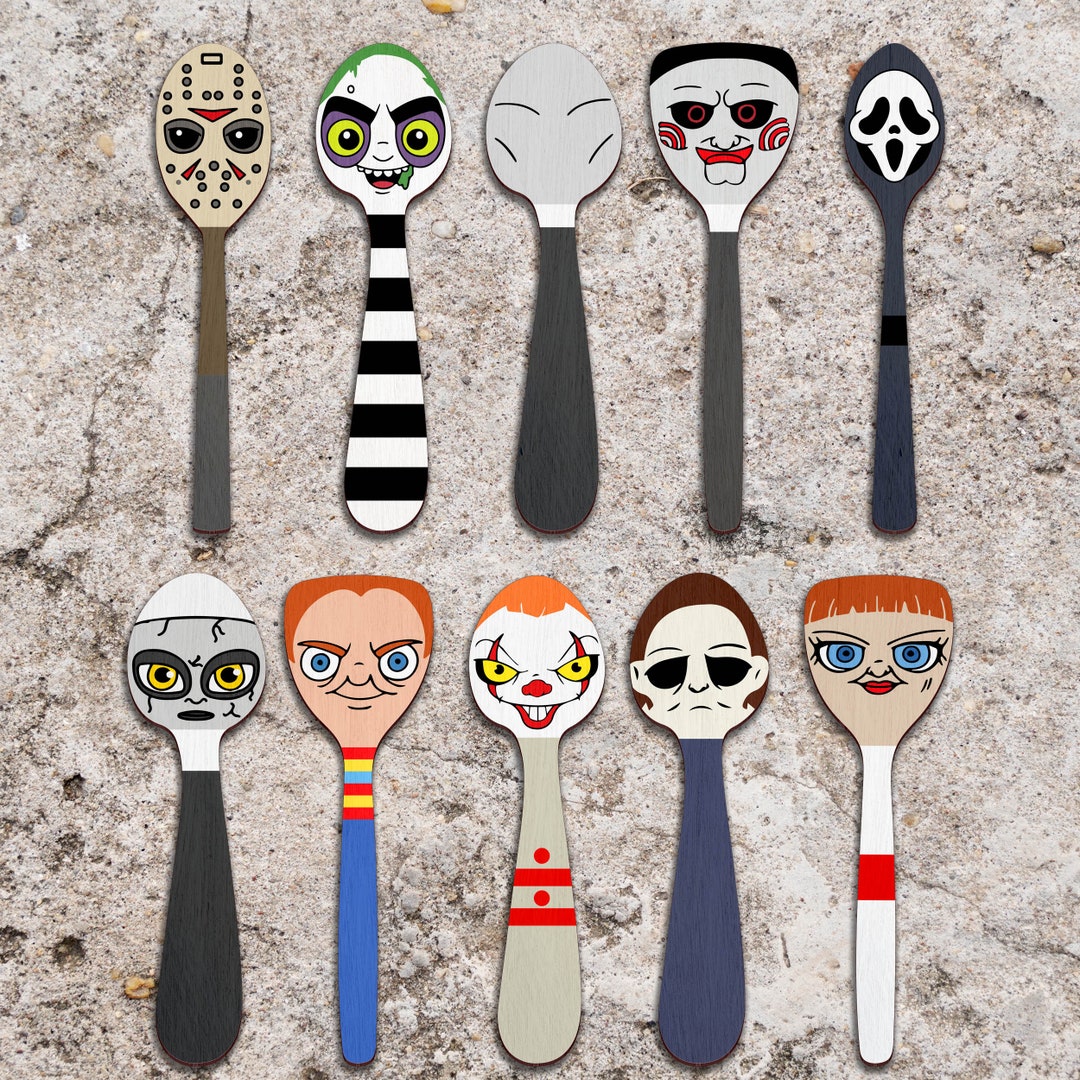 Horror Characters Wooden Spoon SVG, Halloween Decor Svg, Halloween ...