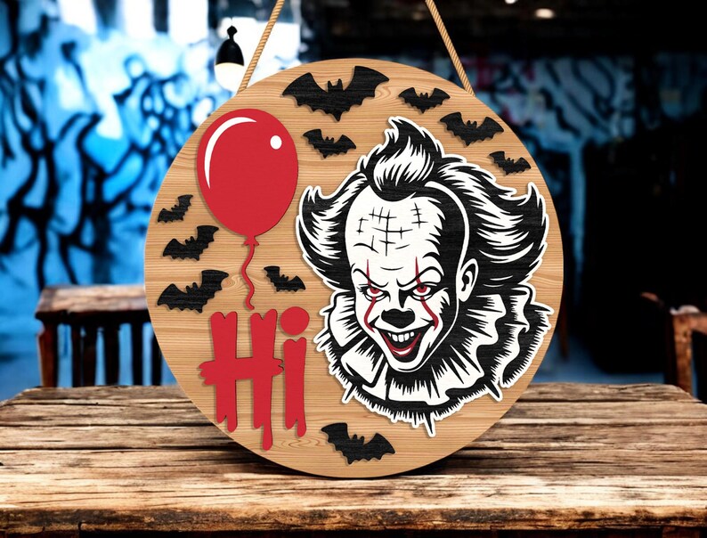 Pennywise Clown Hi Sign SVG, Halloween Horror Laser Cut File, Glowforge ...