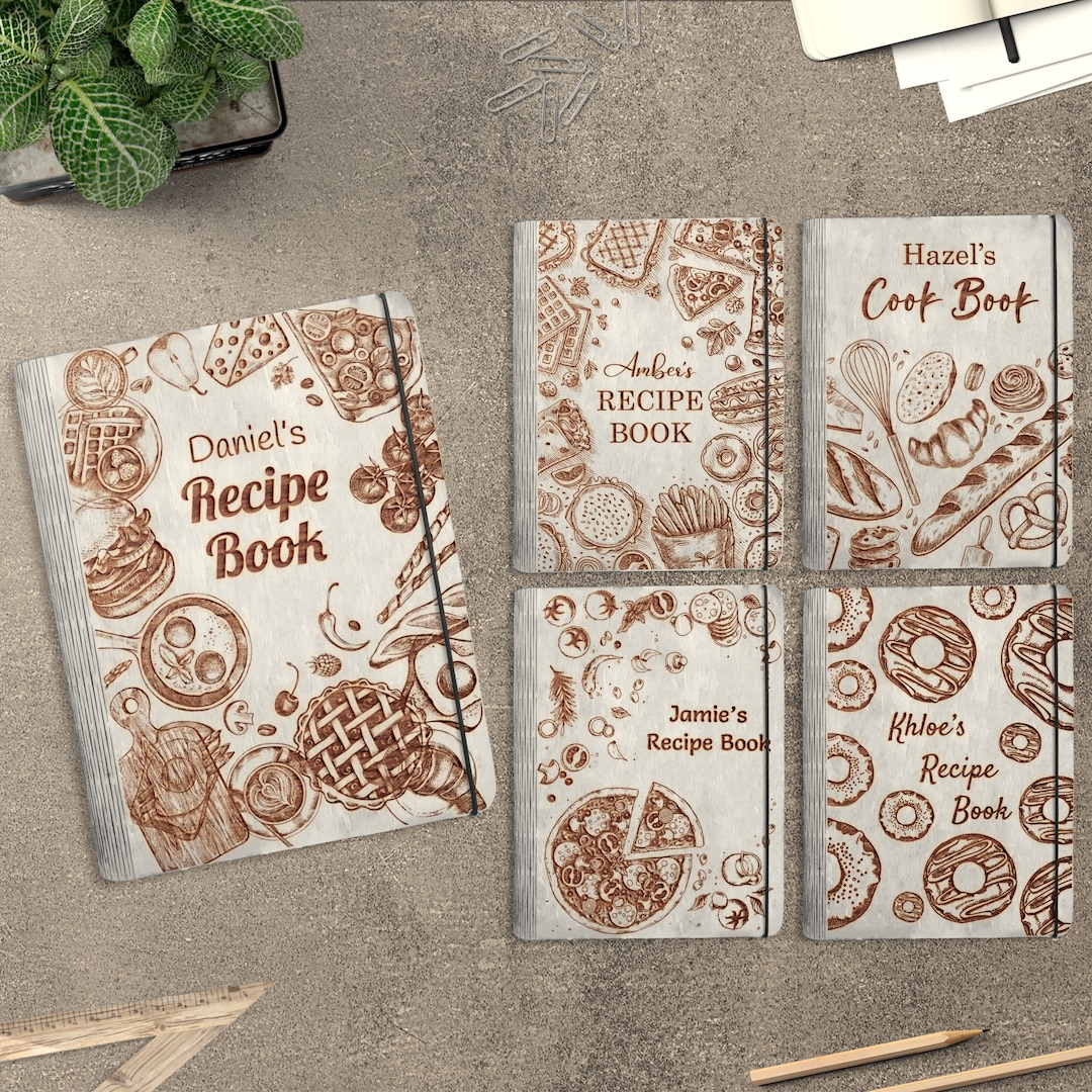Personalized Recipe Book Cover Svg, Wooden Cookbook Recipes Laser Cut ...