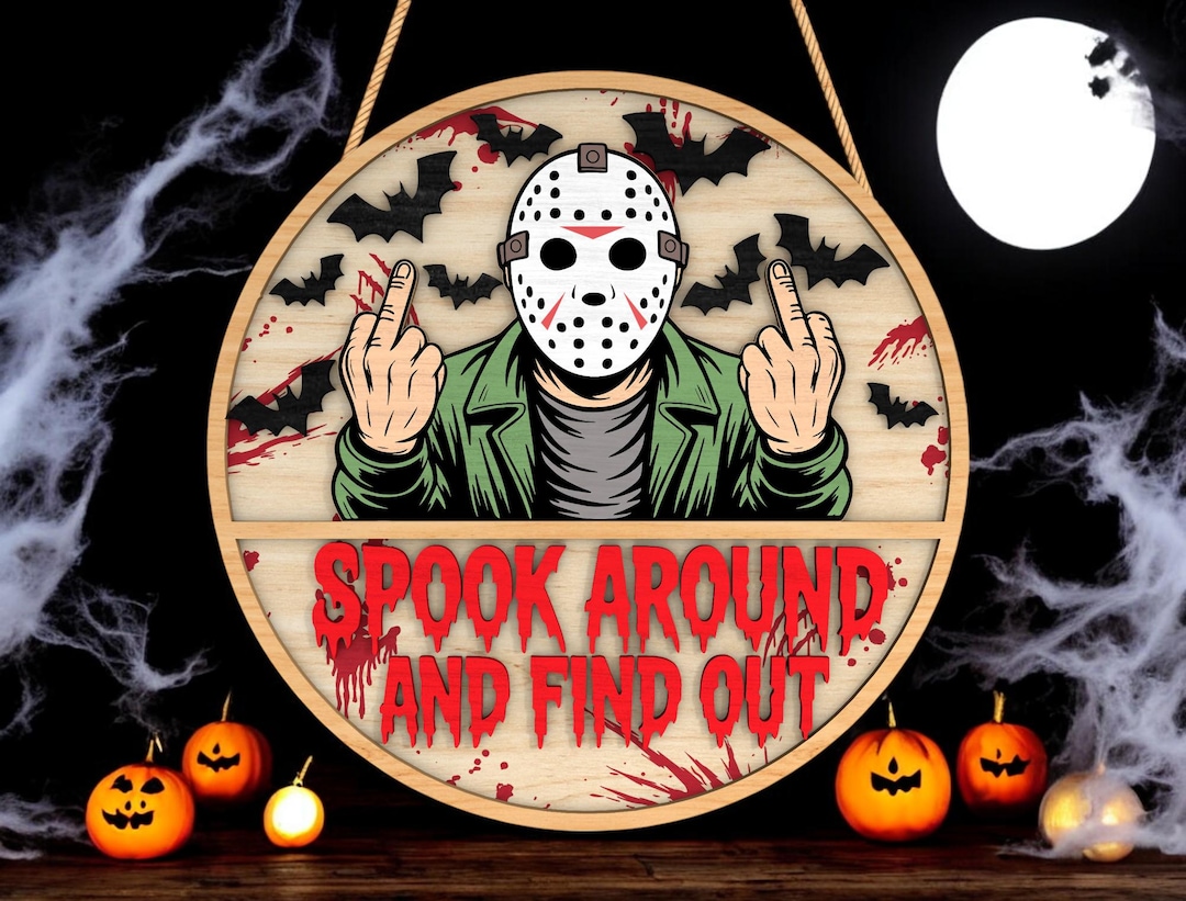 Jason Horror SVG Laser Cut File - Spooky Halloween Wooden Sign for ...