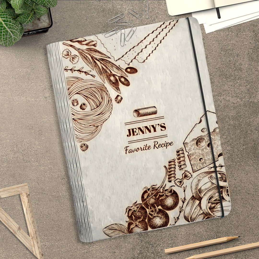 Personalized Recipe Book Cover Svg, Wooden Cookbook Recipes Laser Cut ...