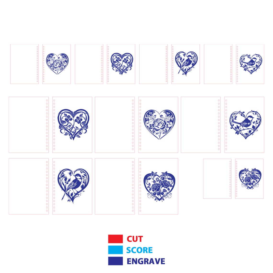 Bird Heart Notebook Cover Svg,floral Heart Notebook Svg,love Wooden ...