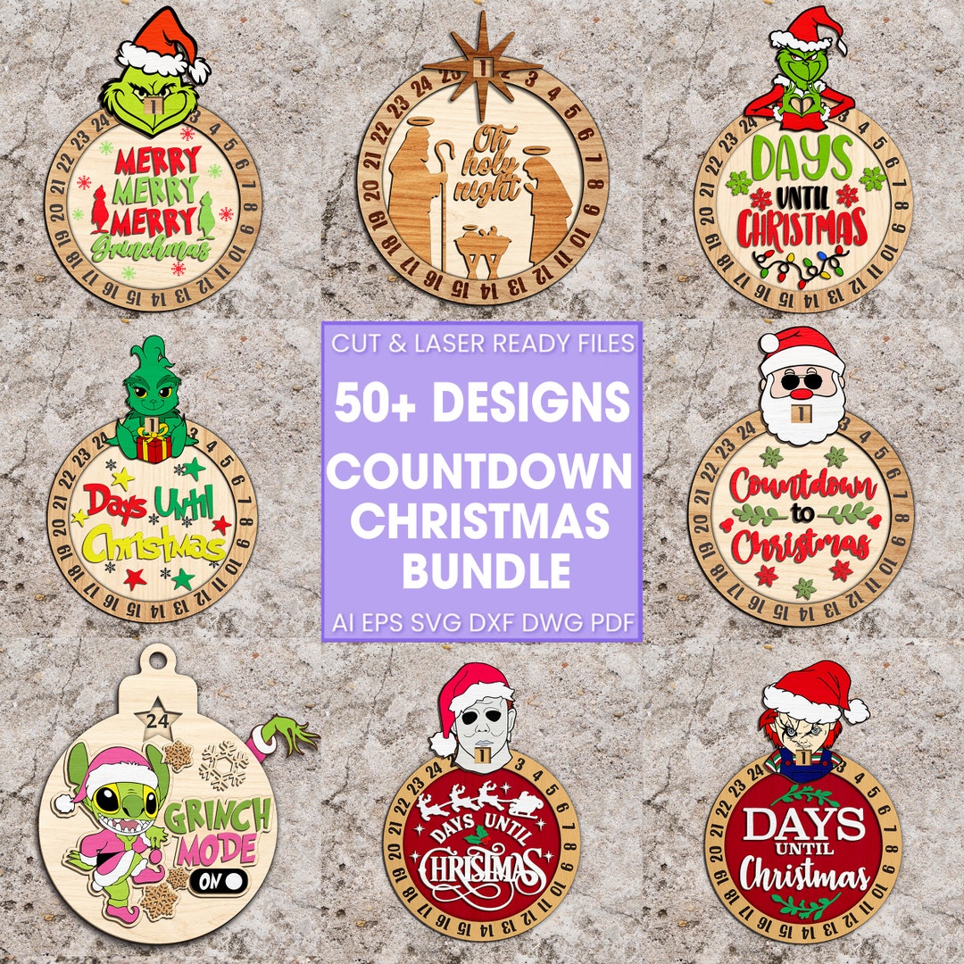 Bundle 50+ Christmas Cartoon Countdown Svg, Countdown Ornament Svg ...