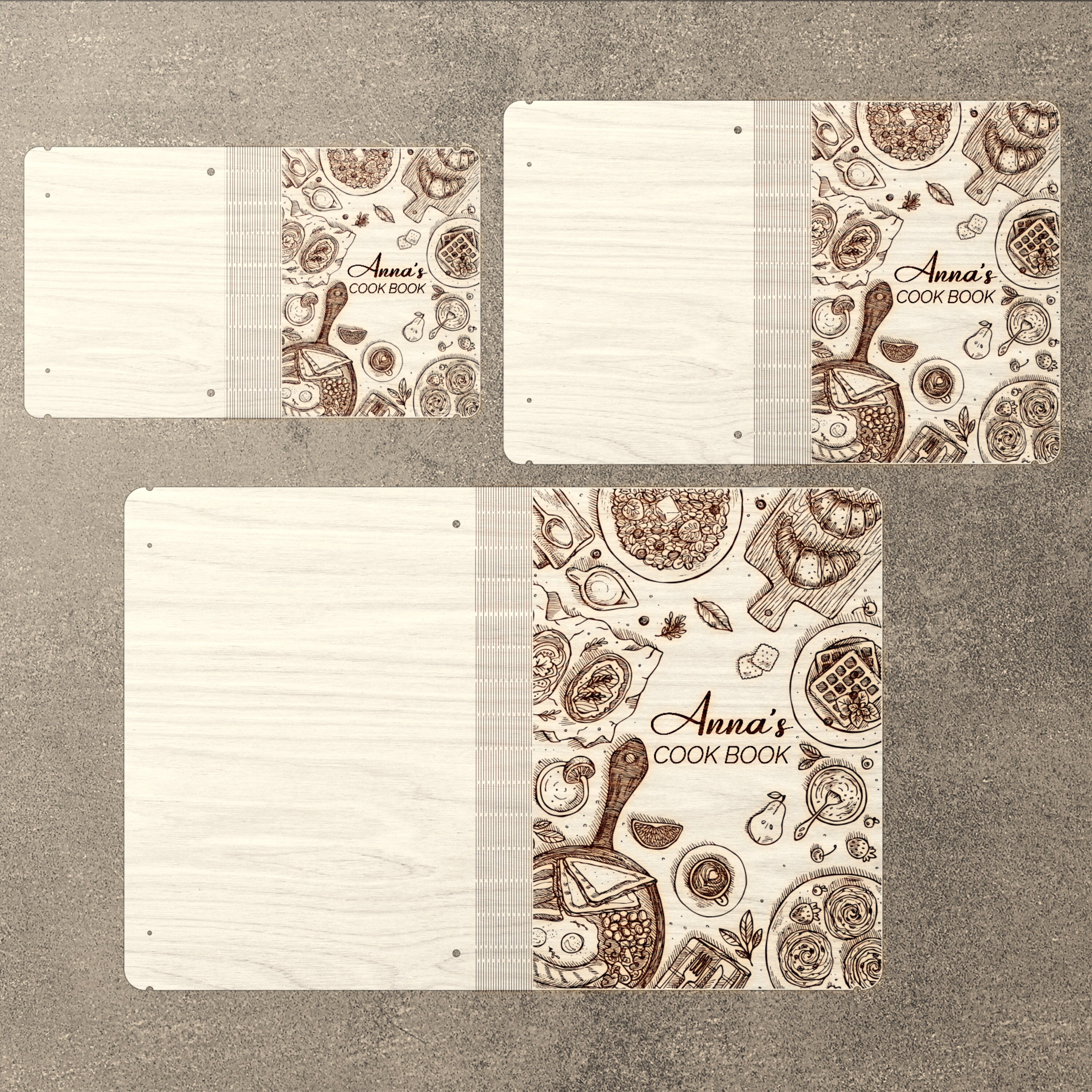 Personalized Recipe Book Cover Svg, Wooden Cookbook Recipes Laser Cut ...