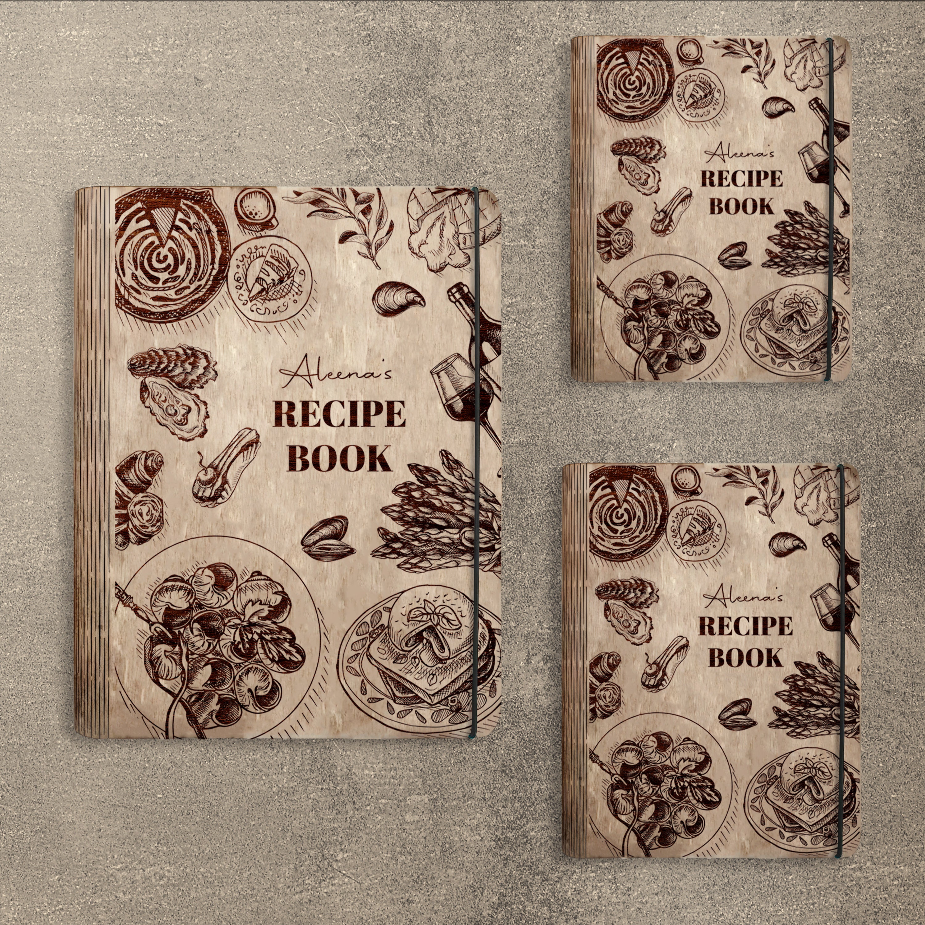 Personalized Recipe Book Cover Svg, Wooden Cookbook Recipes Laser Cut ...