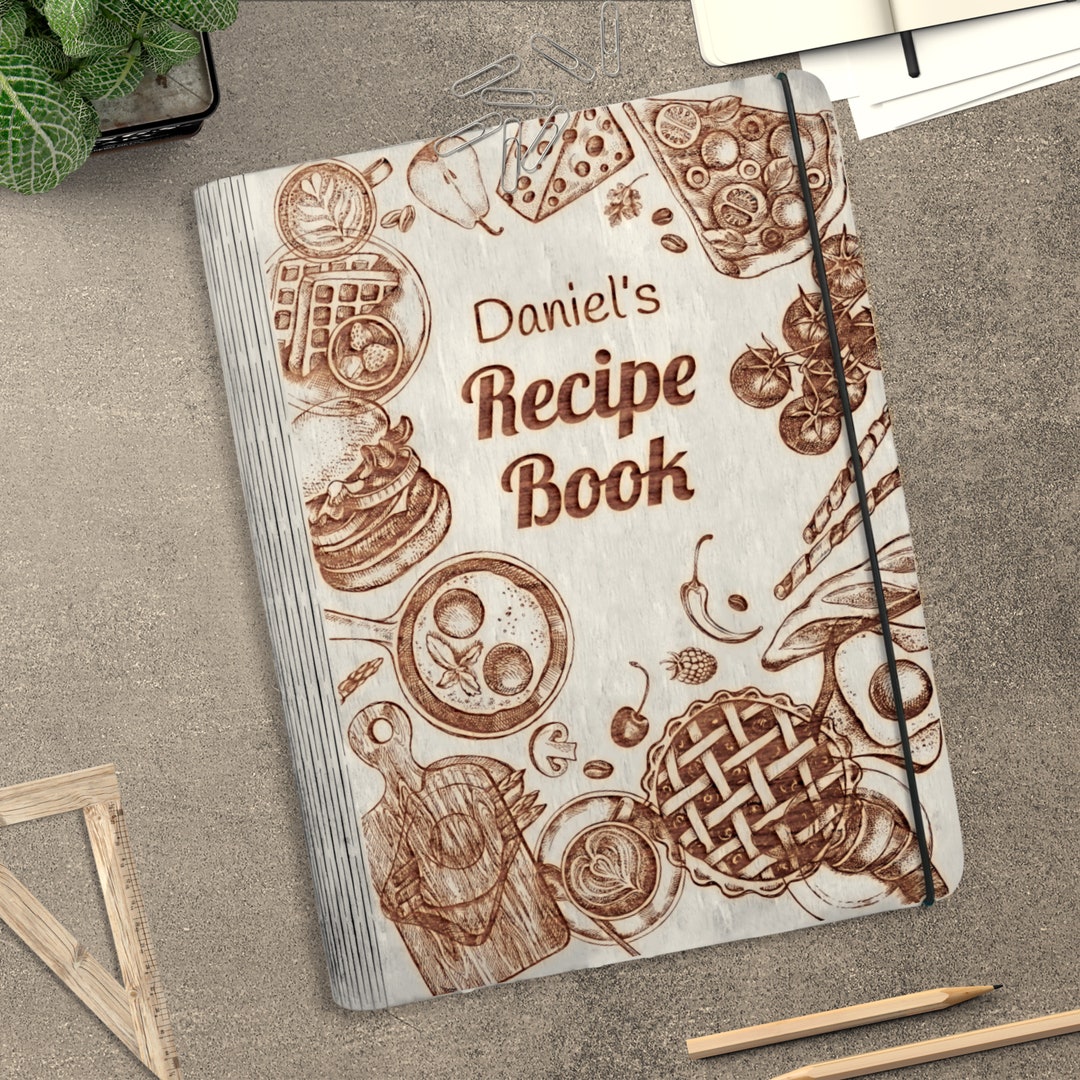Personalized Recipe Book Cover Svg, Wooden Cookbook Recipes Laser Cut ...
