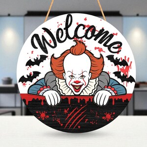 Scary Clown Welcome Sign SVG, Halloween Door Hanger Laser Cut File ...