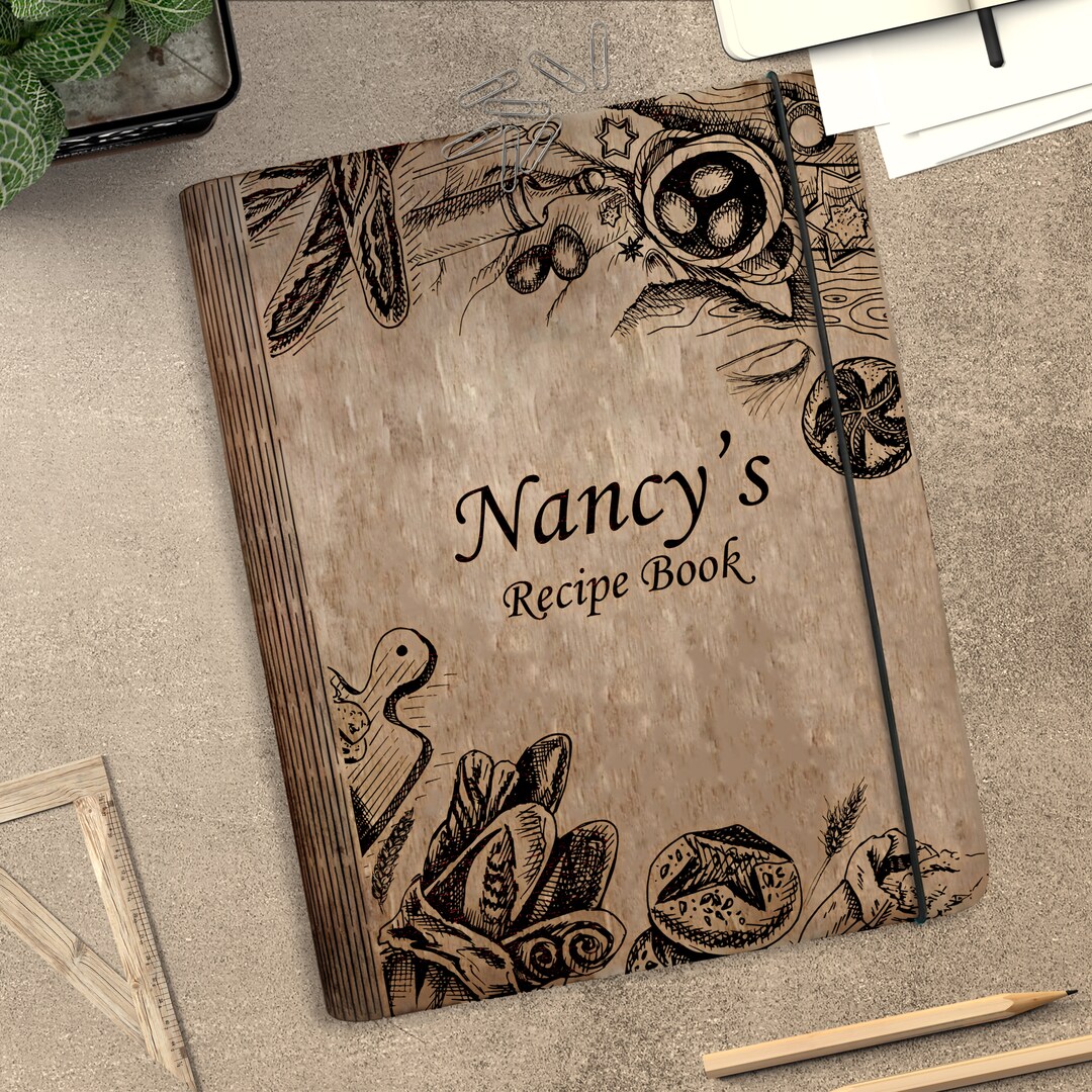 Personalized Recipe Book Cover Svg, Wooden Cookbook Recipes Laser Cut ...