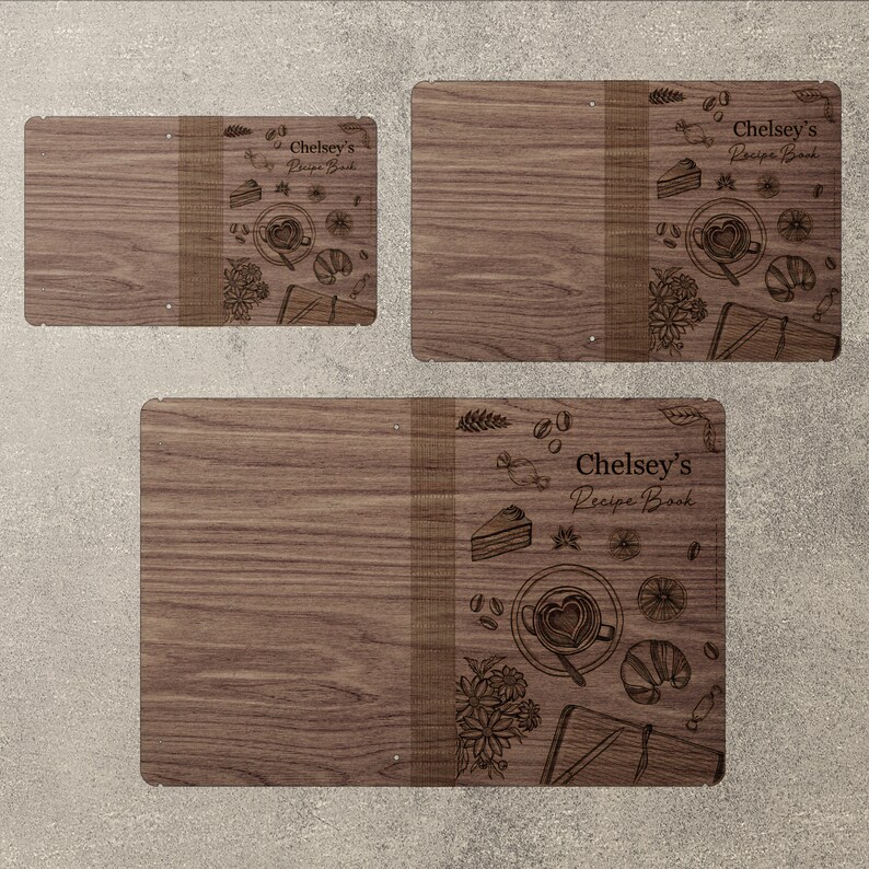 Personalized Recipe Book Cover Svg, Wooden Cookbook Recipes Laser Cut ...