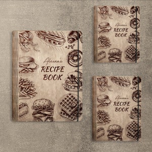 Personalized Recipe Book Cover Svg, Wooden Cookbook Recipes Laser Cut ...
