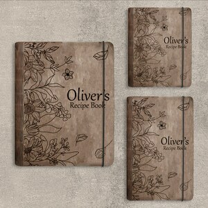 Personalized Floral Recipe Book Cover Svg, Wooden Cookbook Recipes ...