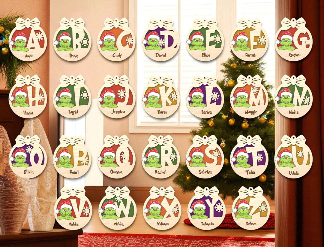 Personalized Green Christmas Character Ornament Cutfile, Wooden Letter ...