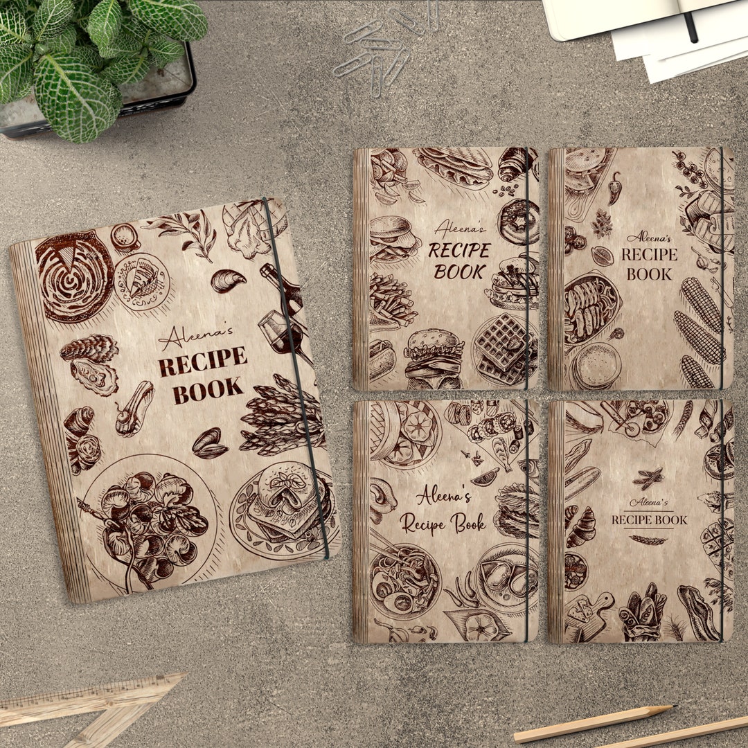 Personalized Recipe Book Cover Svg, Wooden Cookbook Recipes Laser Cut ...