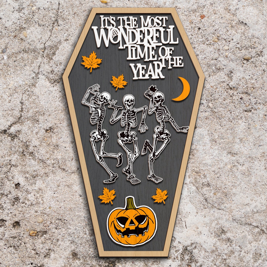 Halloween Dancing Skeleton Door Sign Svg, Halloween Door Sign Svg ...