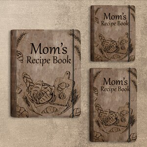 Personalized Recipe Book Cover Svg, Wooden Cookbook Recipes Laser Cut ...