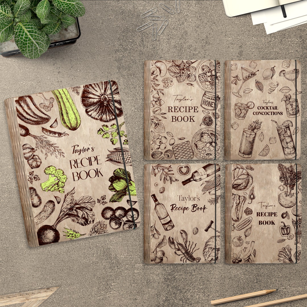 Personalized Recipe Book Cover Svg, Wooden Cookbook Recipes Laser Cut ...