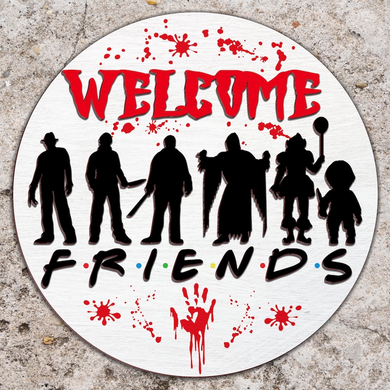 Welcome Horror Friends Door Sign Svg, Halloween Door Sign Svg, Horror ...