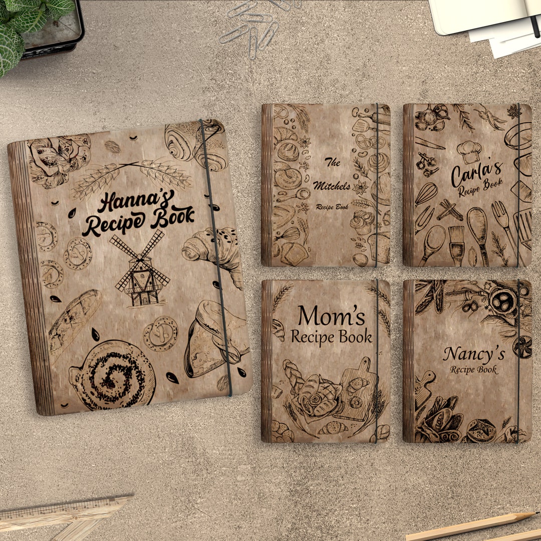 Personalized Recipe Book Cover Svg, Wooden Cookbook Recipes Laser Cut ...