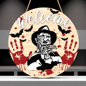 Dripping Horror Welcome Sign SVG , Halloween Door Round Laser Cut File ...