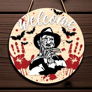 Dripping Horror Welcome Sign SVG , Halloween Door Round Laser Cut File ...