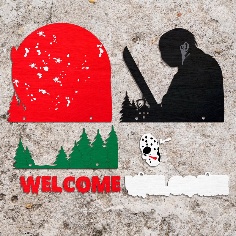 Welcome Horror Door Sign Svg, Halloween Door Sign Svg, Horror Character ...