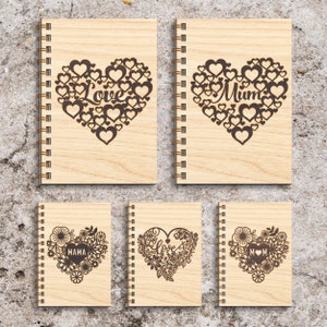 Mom Heart Notebook Cover Svg,floral Heart Notebook Svg,love Wooden ...
