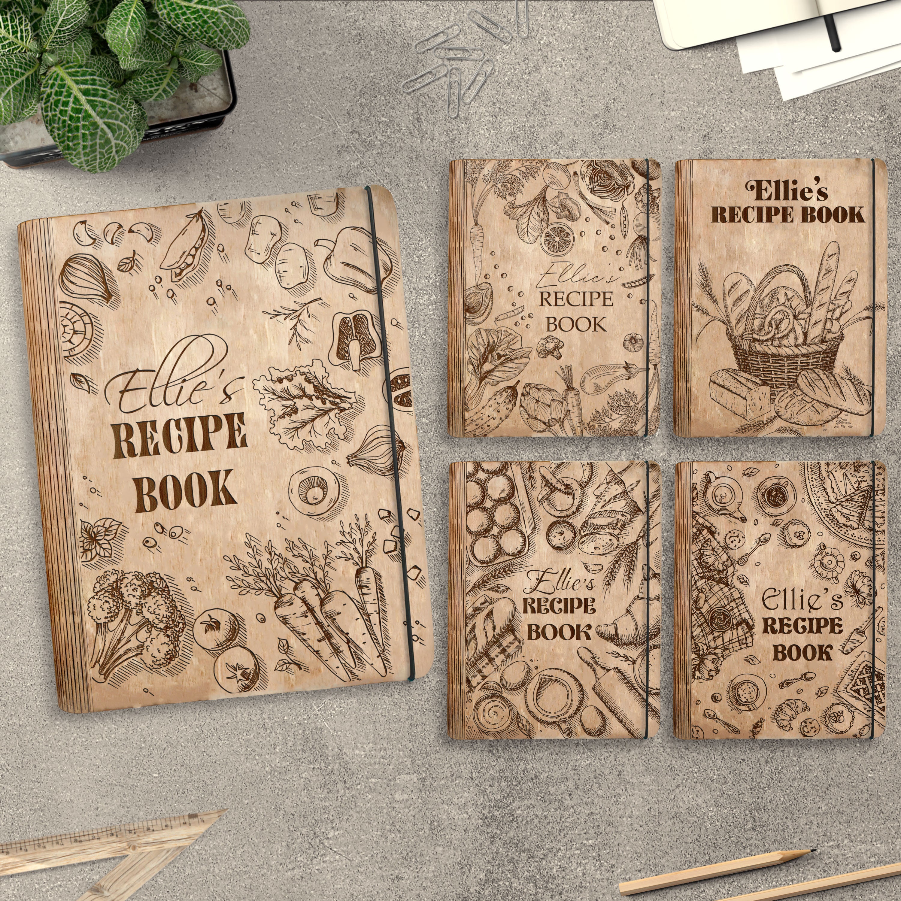 Personalized Recipe Book Cover Svg,wooden Cookbook Recipes Laser Cut ...