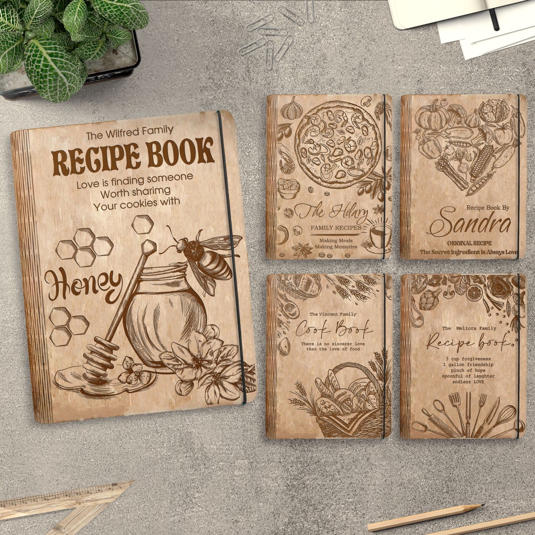 Personalized Recipe Book Cover Svg,wooden Cookbook Recipes Laser Cut ...