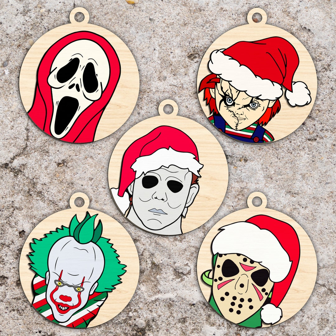 Horror Christmas Ornament Svg Bundle, Horror Ornament SVG, Glowforge ...