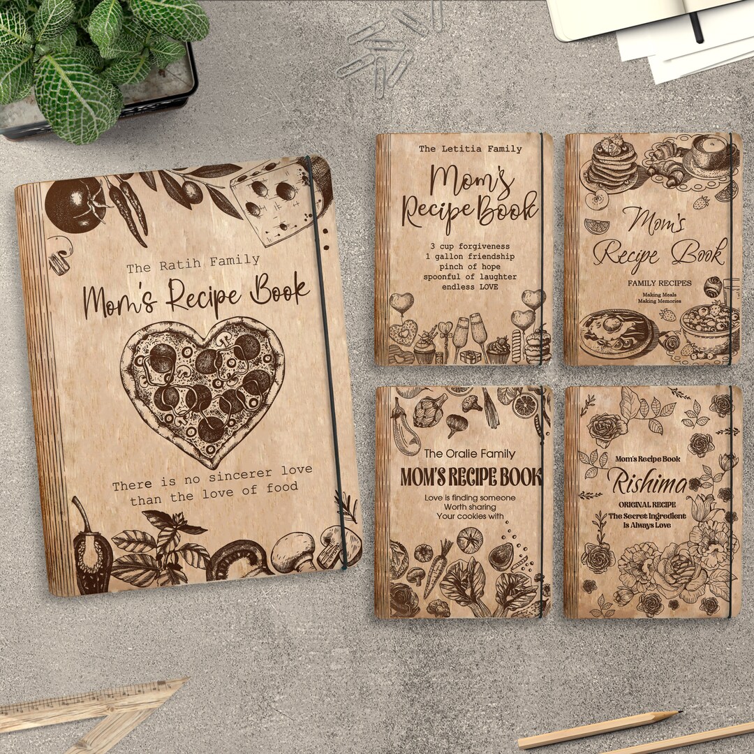 Wooden Recipe Book Gift Cookbook Mother’s Day Svg,wooden Cookbook ...