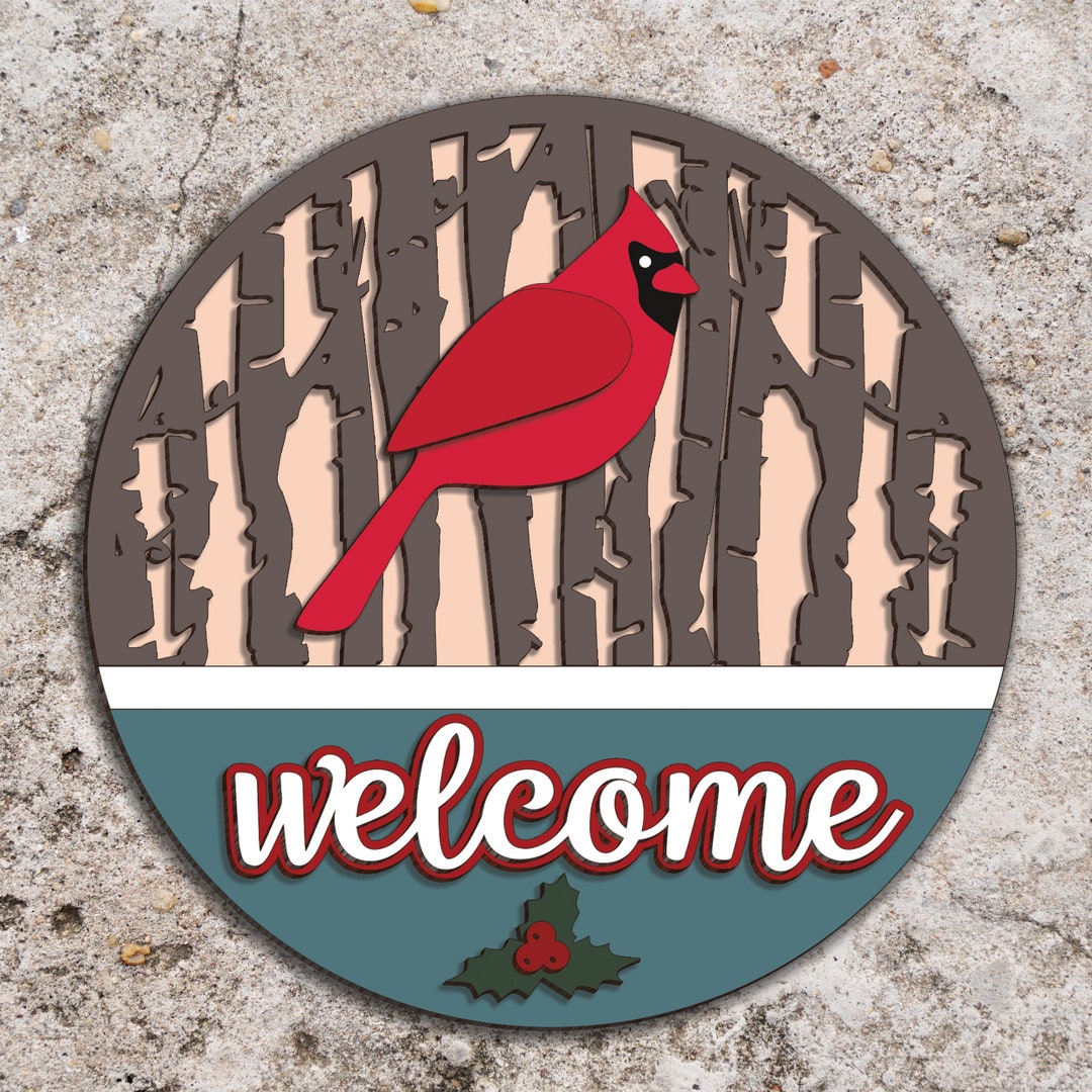 Memorial Cardinal Door Sign Svg, Cardinal Bird Door Sign Svg, Christmas ...
