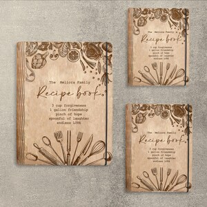 Personalized Recipe Book Cover Svg,wooden Cookbook Recipes Laser Cut ...