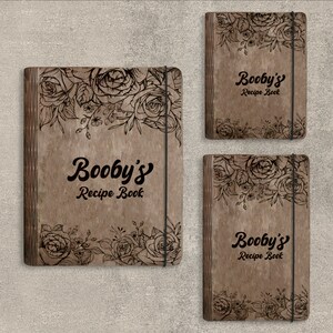 Personalized Floral Recipe Book Cover Svg, Wooden Cookbook Recipes ...