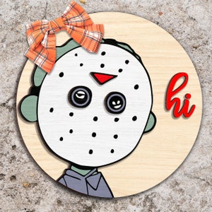 Hi Horror Cartoon Door Sign Svg, Halloween Welcome Sign Svg, Horror ...