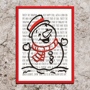 Frosty the Snowman Lyrics Word Sign Svg, Snowman Sign Svg, Snowman Line ...