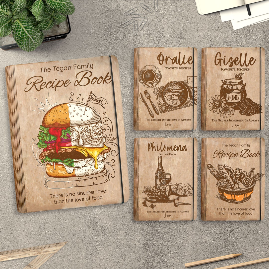 Personalized Recipe Book Cover Svg,wooden Cookbook Recipes Laser Cut ...