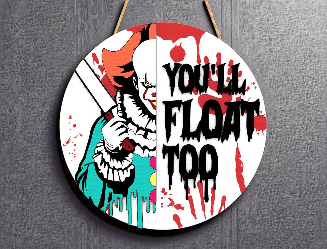 Scary Clown Horror Sign SVG, Creepy Door Sign Laser Cut File ...