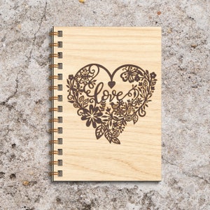 Mom Heart Notebook Cover Svg,floral Heart Notebook Svg,love Wooden ...