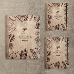 Personalized Recipe Book Cover Svg, Wooden Cookbook Recipes Laser Cut ...