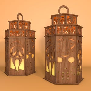 3D Horror Lantern Laser Cut File ,halloween Scene Lantern Svg, Night ...