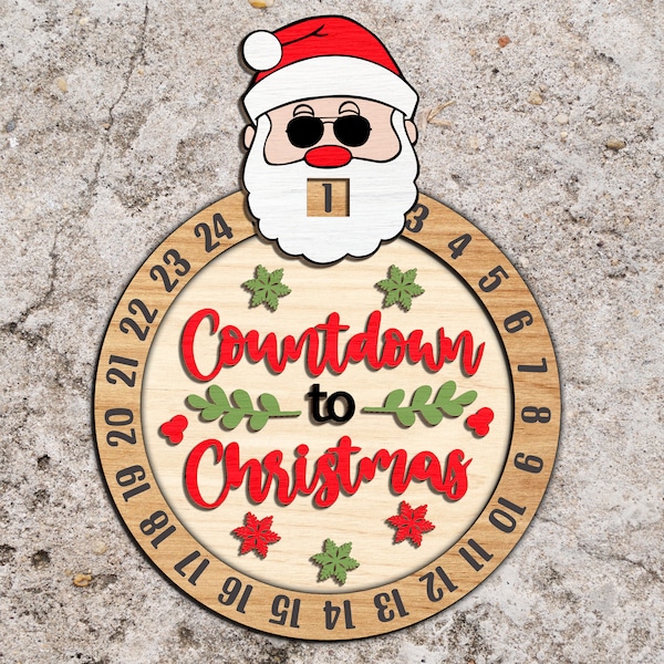 Santa Face Christmas Countdown Svg - Etsy