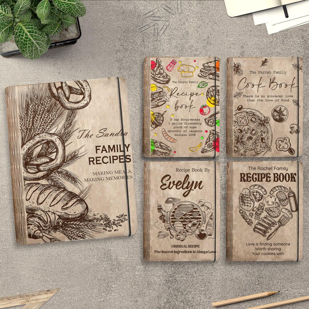 Personalized Recipe Book Cover Svg,wooden Cookbook Recipes Laser Cut ...